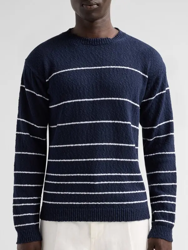 SAKS FIFTH AVENUE Striped Bouclé Crewneck Sweater