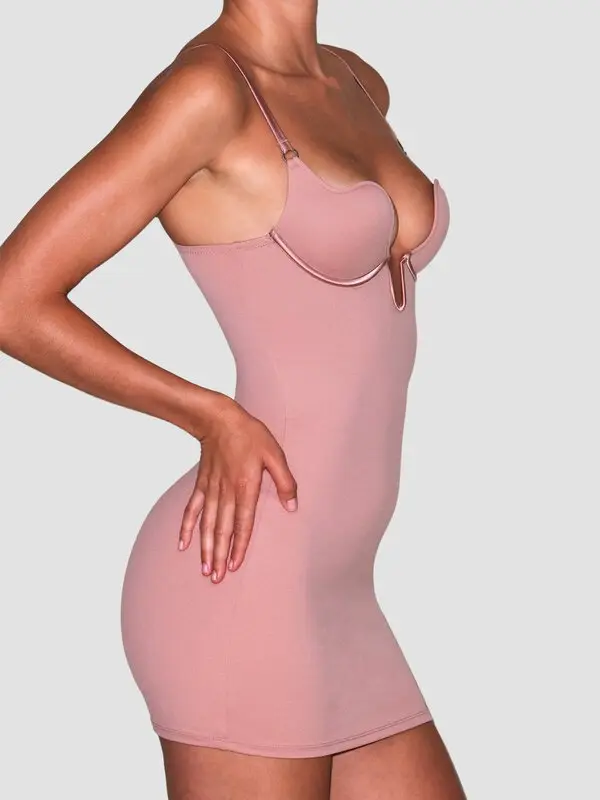 FLEUR DU MAL Le Stretch Micro U-plunge Mini Slip Dress