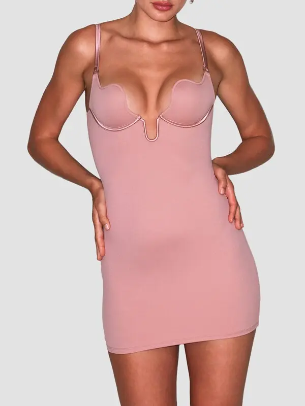 FLEUR DU MAL Le Stretch Micro U-plunge Mini Slip Dress