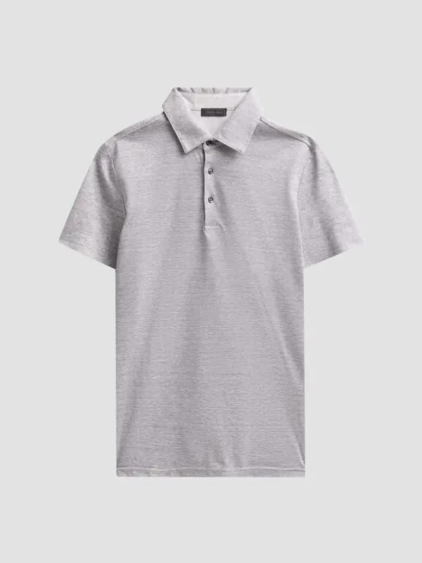 SAKS FIFTH AVENUE Heathered Linen-cotton Piqué Polo Shirt - Grey