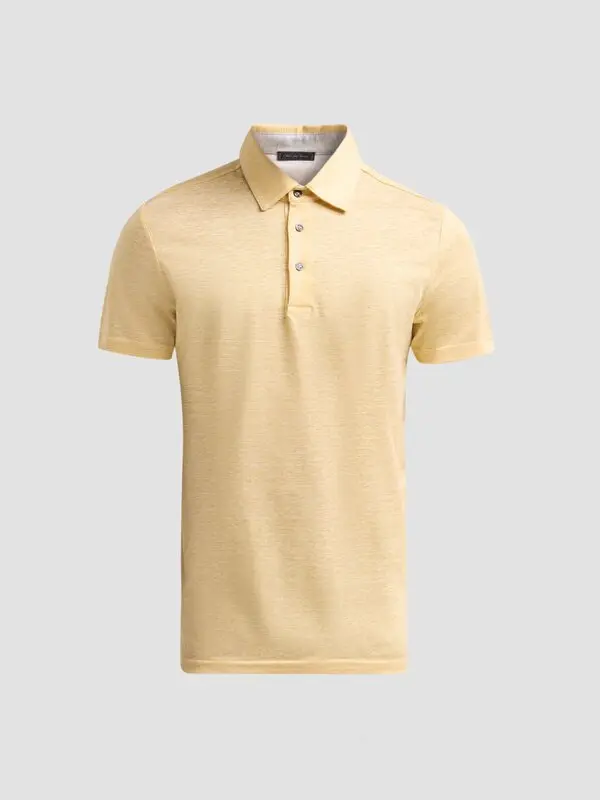 SAKS FIFTH AVENUE Heathered Linen-cotton Piqué Polo Shirt - Yellow
