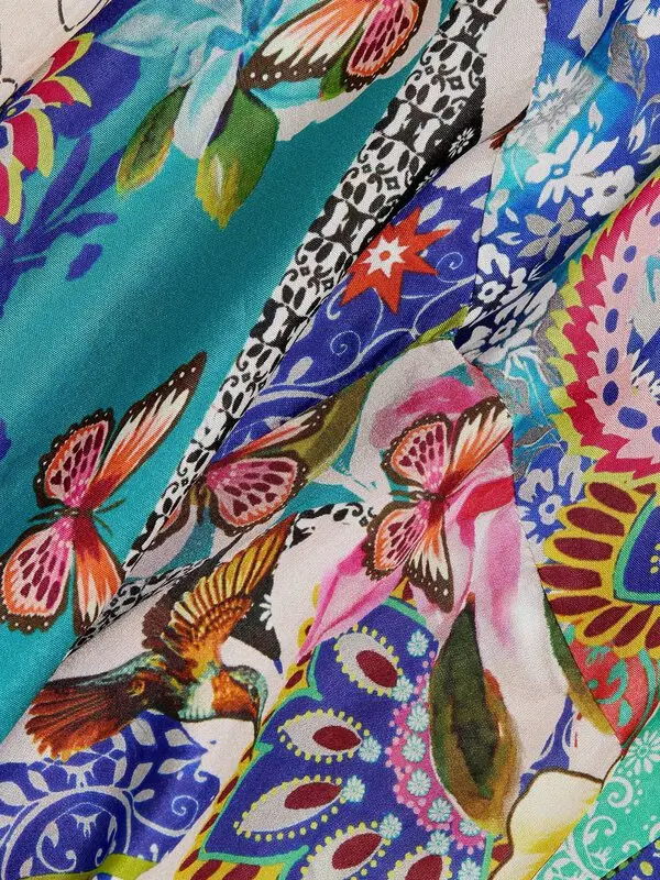 Johnny Was Patchwork Silk Maxi Dress