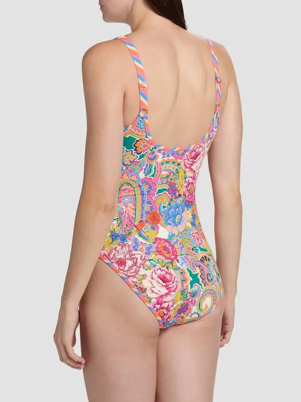 Johnny Was Print Zip Tank One-piece Swimsuit