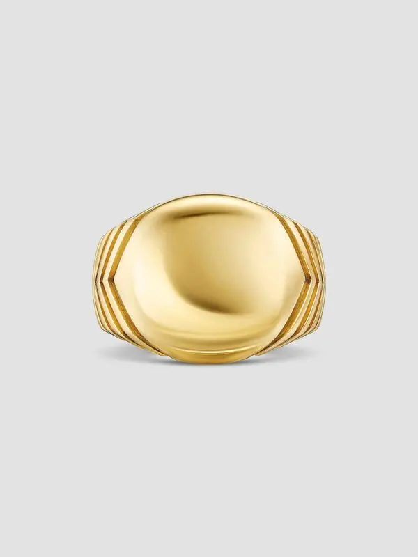 David Yurman Chevron Signet Ring In 18k Yellow 18mm