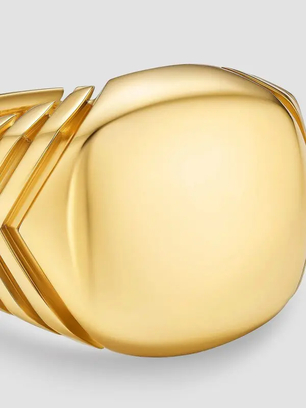 David Yurman Chevron Signet Ring In 18k Yellow 18mm