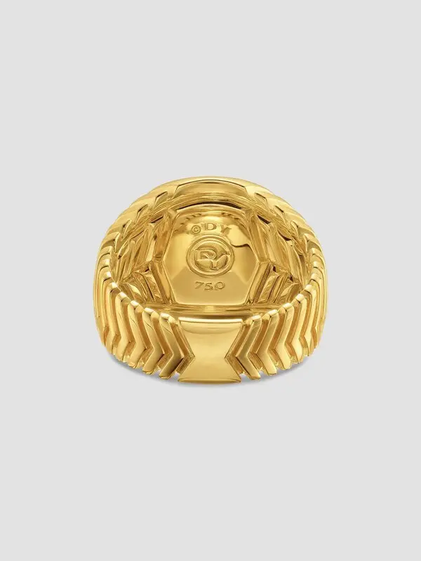David Yurman Chevron Signet Ring In 18k Yellow 18mm