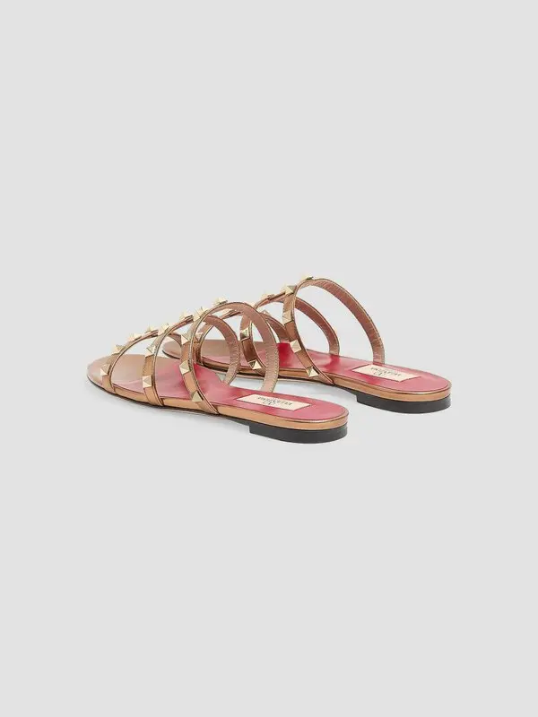 Valentino Garavani Rockstud Laminated Nappa Slide Sandals
