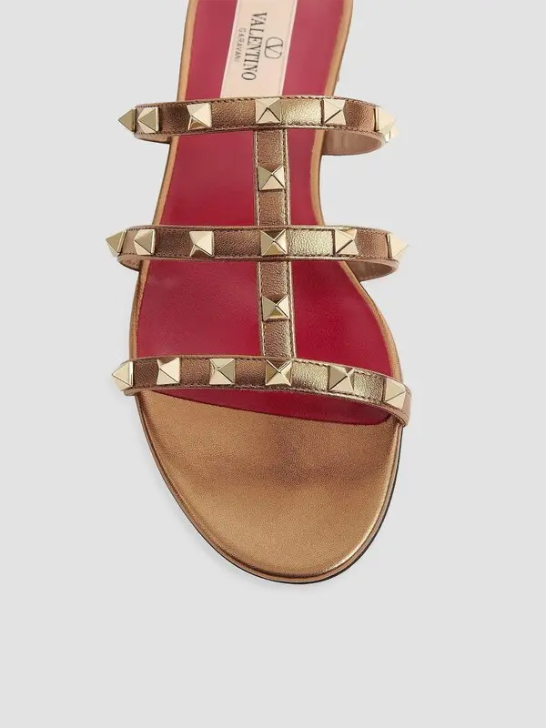 Valentino Garavani Rockstud Laminated Nappa Slide Sandals