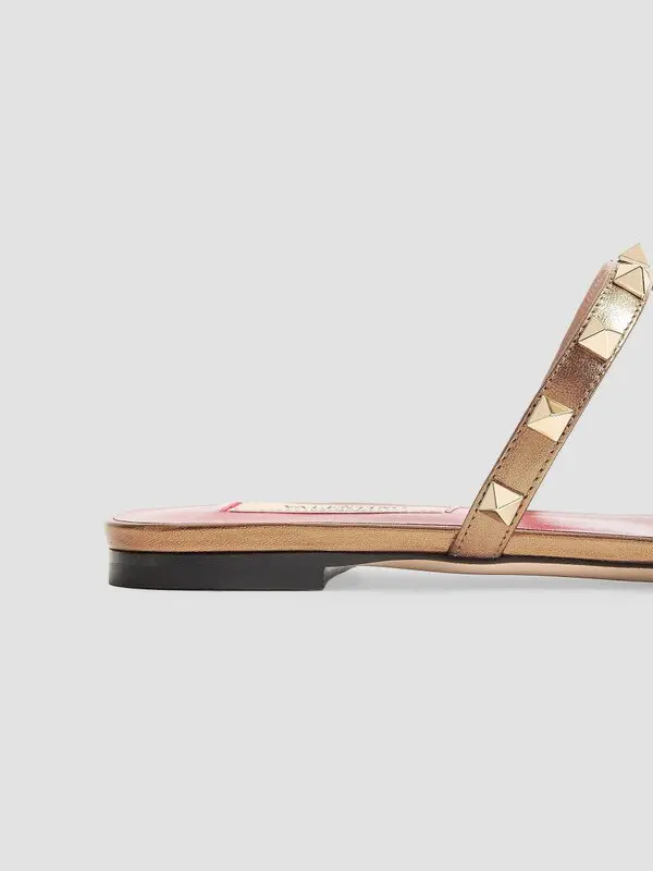 Valentino Garavani Rockstud Laminated Nappa Slide Sandals