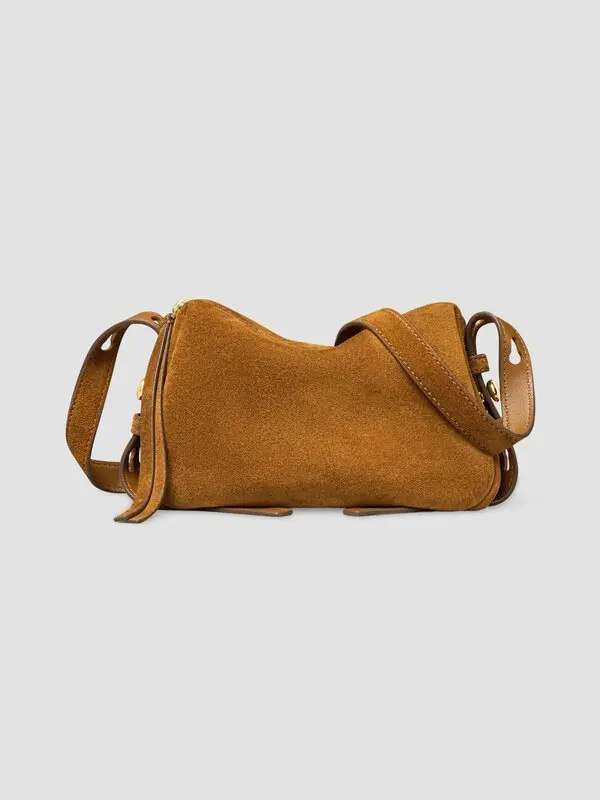 Tory Burch Romy Suede Crossbody Bag - Caramel