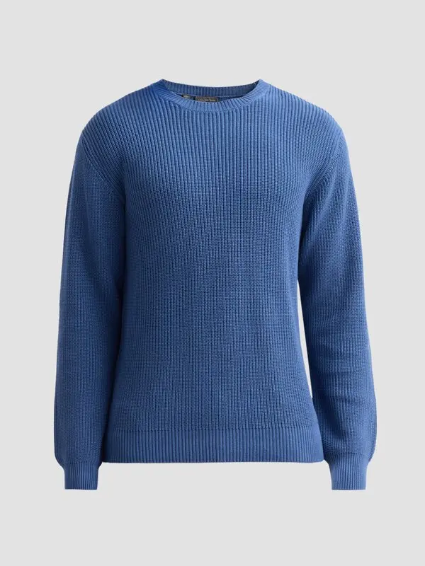 SAKS FIFTH AVENUE Gart Dyed Double Seed Rib-knit Crewneck Sweater - Navy
