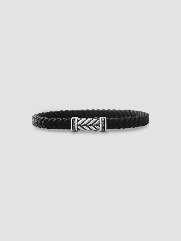 David Yurman Chevron Rubber Bracelet - Silver