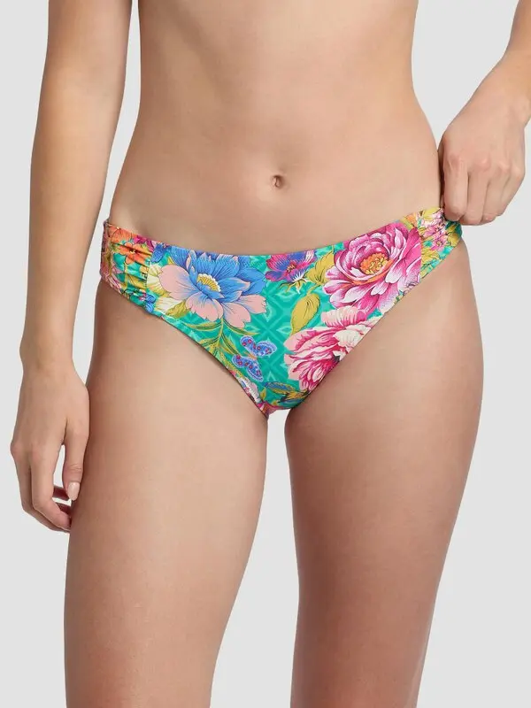 Johnny Was Print Ruched Hipster Bikini Bottom