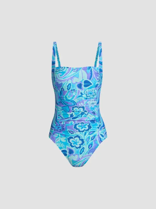 Johnny Was Marilyn Floral-paisley Ruched One-piece Swimsuit - Mulla