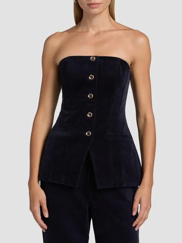 Cami Nyc Iman Cotton Corduroy Strapless Top