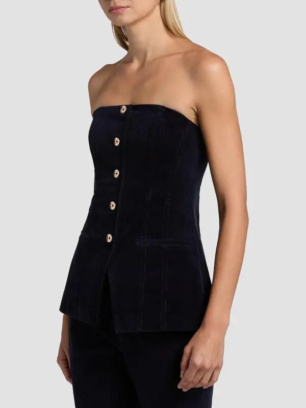 Cami Nyc Iman Cotton Corduroy Strapless Top