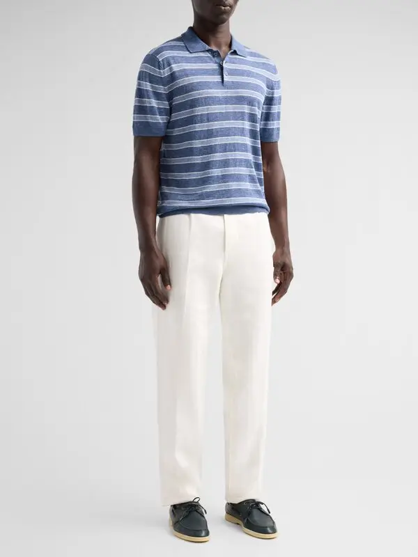 SAKS FIFTH AVENUE Collection Linen Striped Polo Shirt