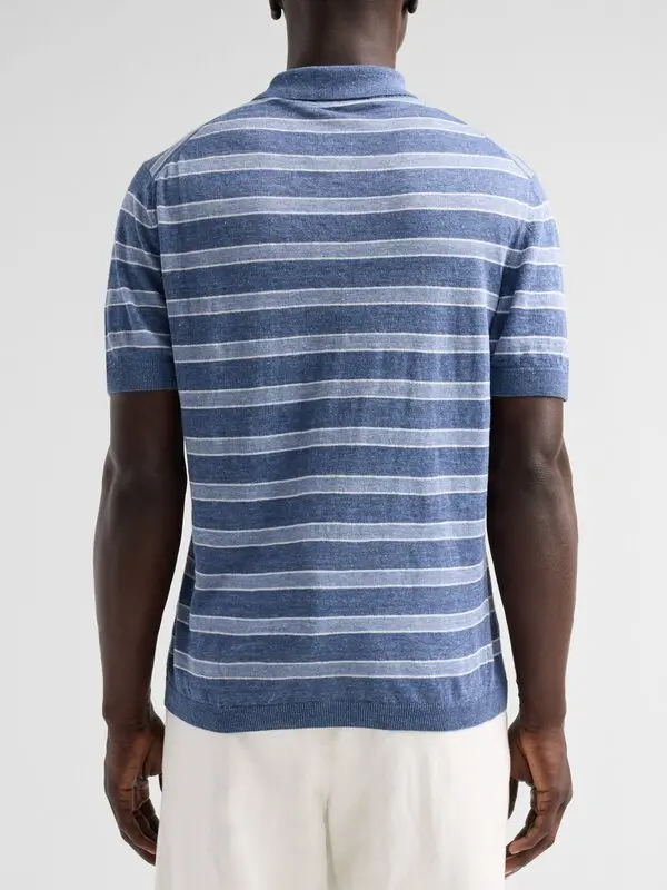 SAKS FIFTH AVENUE Collection Linen Striped Polo Shirt