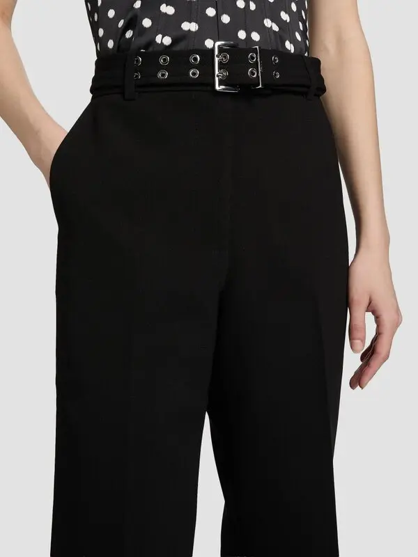 GANNI Bonded Crepe Belted Pants