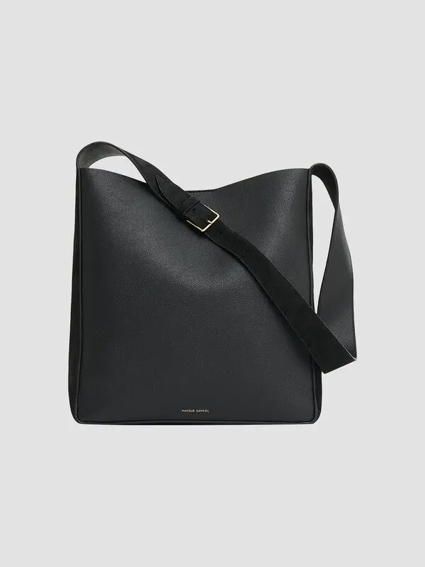 MANSUR GAVRIEL Leather & Suede Box Tote Bag - Black
