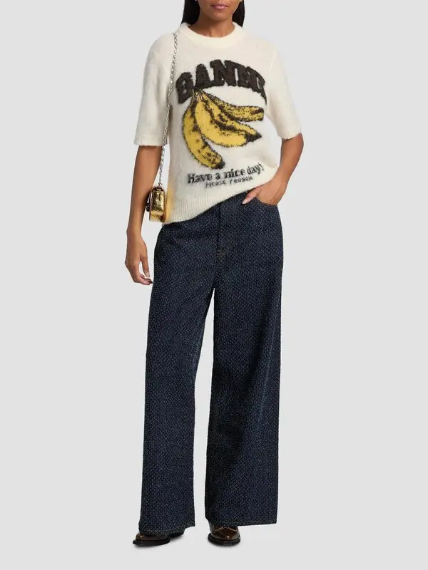 GANNI Brushed Alpaca Graphic T-shirt - Egret