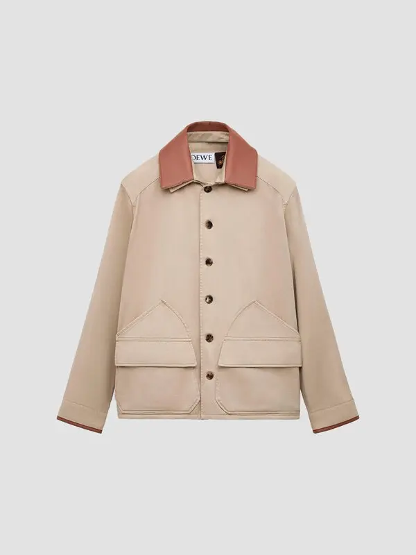 Loewe X Paula's Ibiza Leather-collar Canvas Barn Jacket