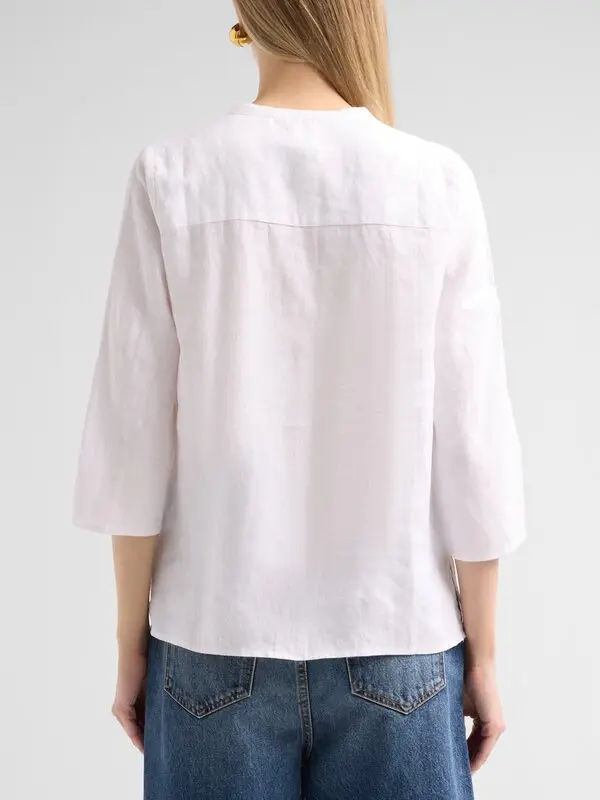 Johnny Was Sloane Embroidered Linen Blouse - White