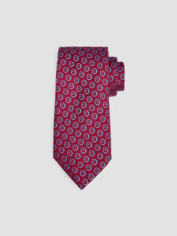 Charvet Swirl Pattern Silk Tie - Red Blue