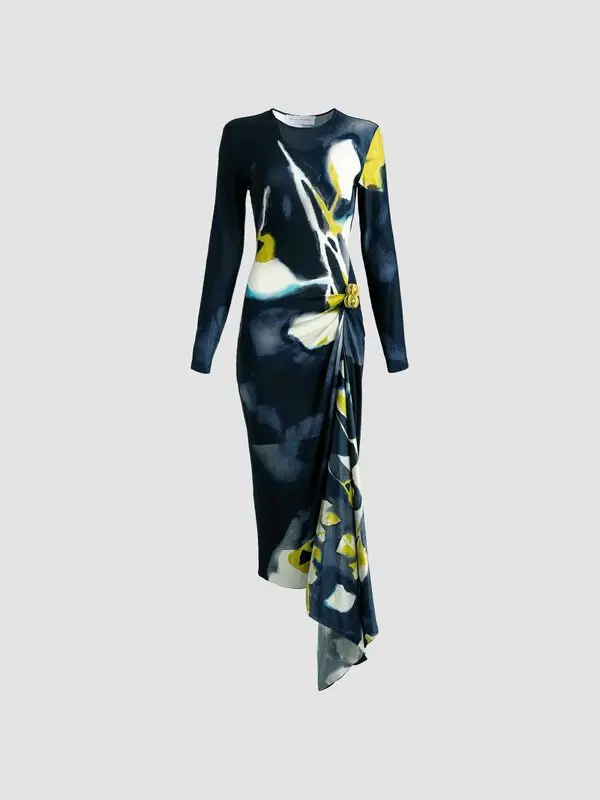 Silvia Tcherassi Ananya Printed Draped Midi Dress