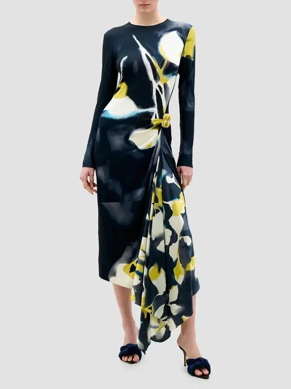 Silvia Tcherassi Ananya Printed Draped Midi Dress