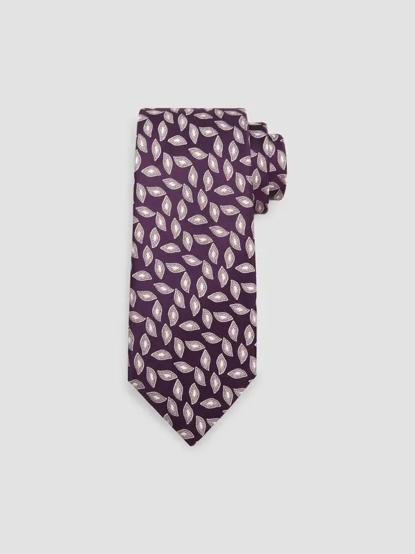 Charvet Geometric Oblong Pentagon Pattern Silk Tie - Purple White
