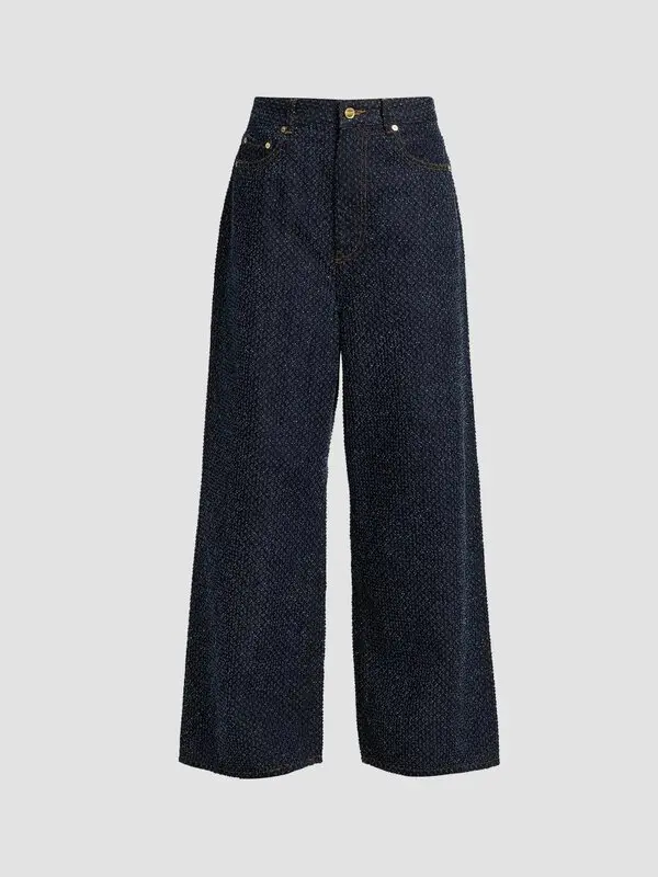 GANNI Tweed Denim Baggy Jeans