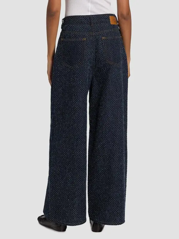 GANNI Tweed Denim Baggy Jeans