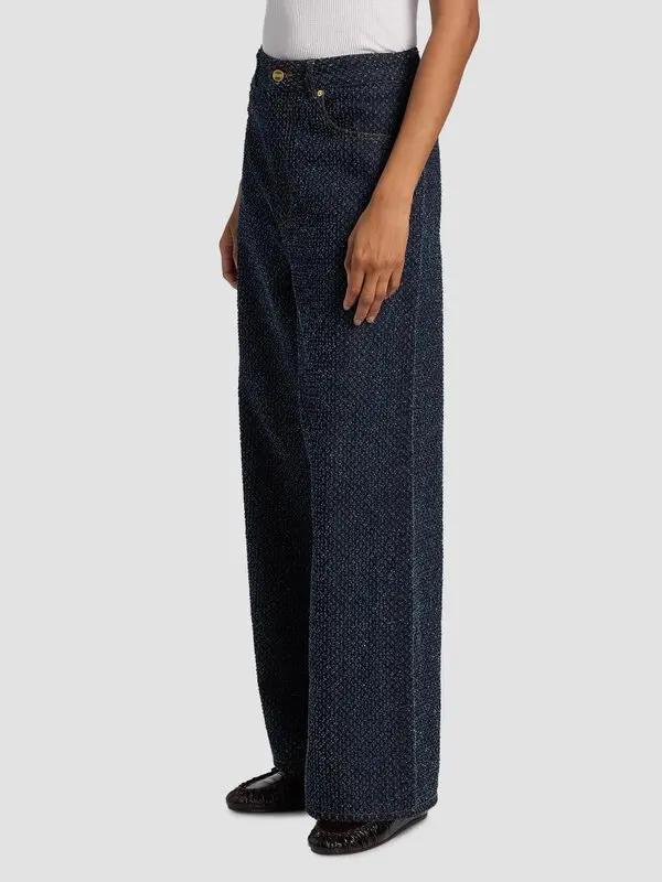 GANNI Tweed Denim Baggy Jeans