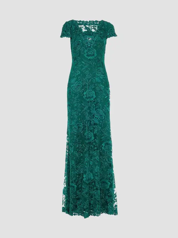 Tadashi Shoji Lace Column Gown - Malachite