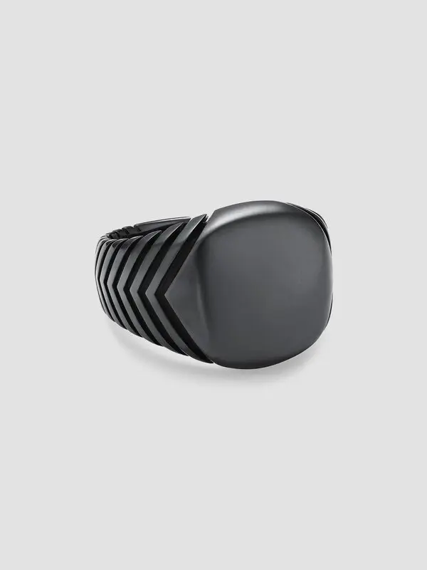 David Yurman Chevron Signet Ring In Titanium, 18mm