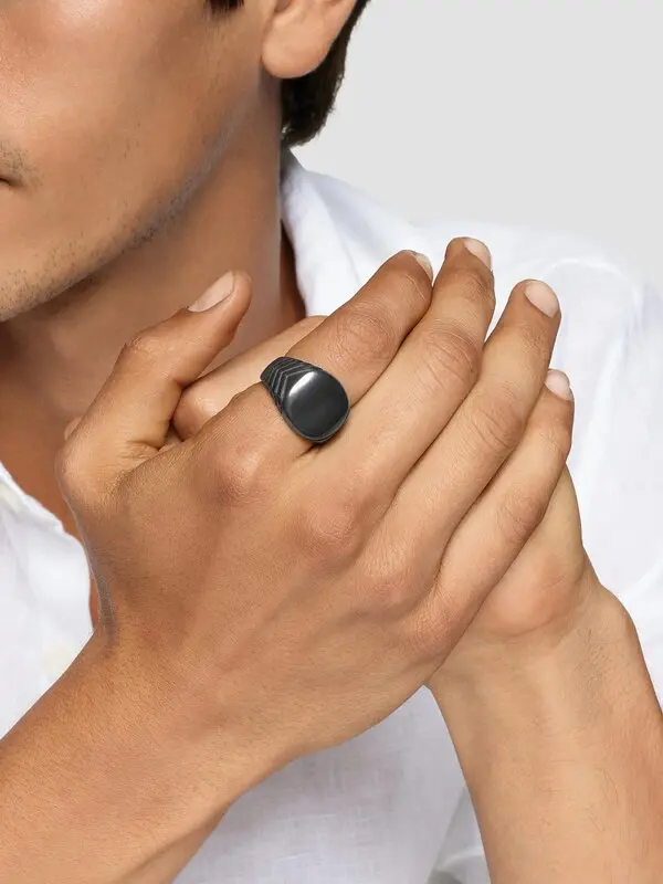 David Yurman Chevron Signet Ring In Titanium, 18mm