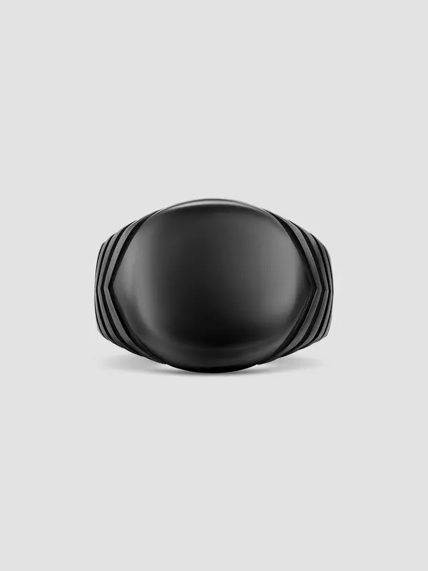David Yurman Chevron Signet Ring In Titanium, 18mm
