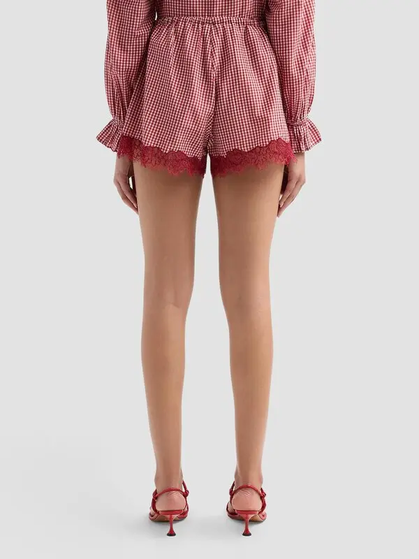 Cami Nyc Cassandra Gingham Cotton-silk Lace-trim Shorts