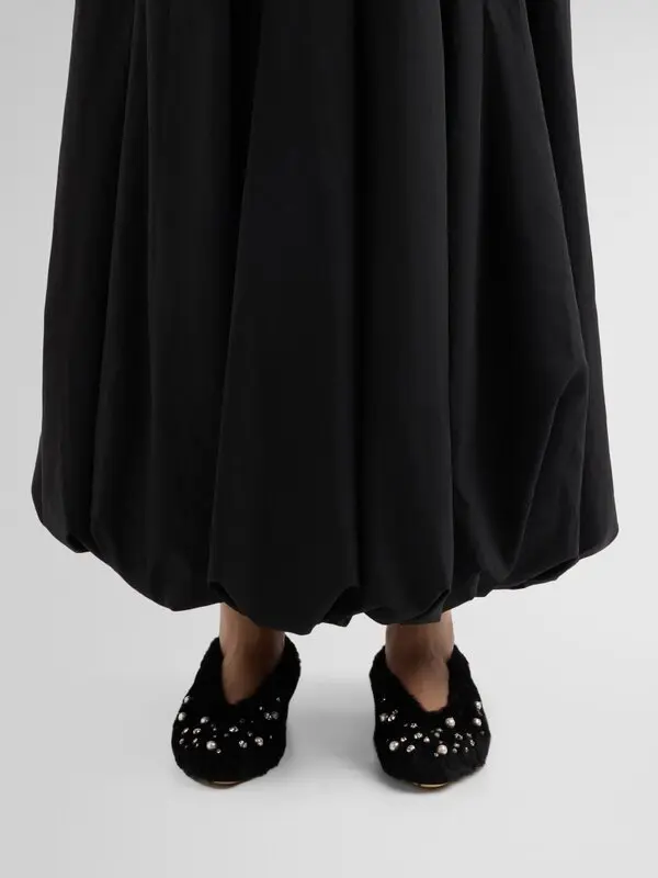 JIMMY CHOO Margot Embellished Lamb Fur Ballet Flats