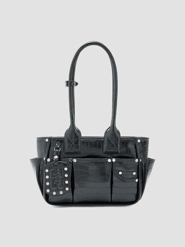 GANNI Posy Small Croc-embossed Shoulder Bag