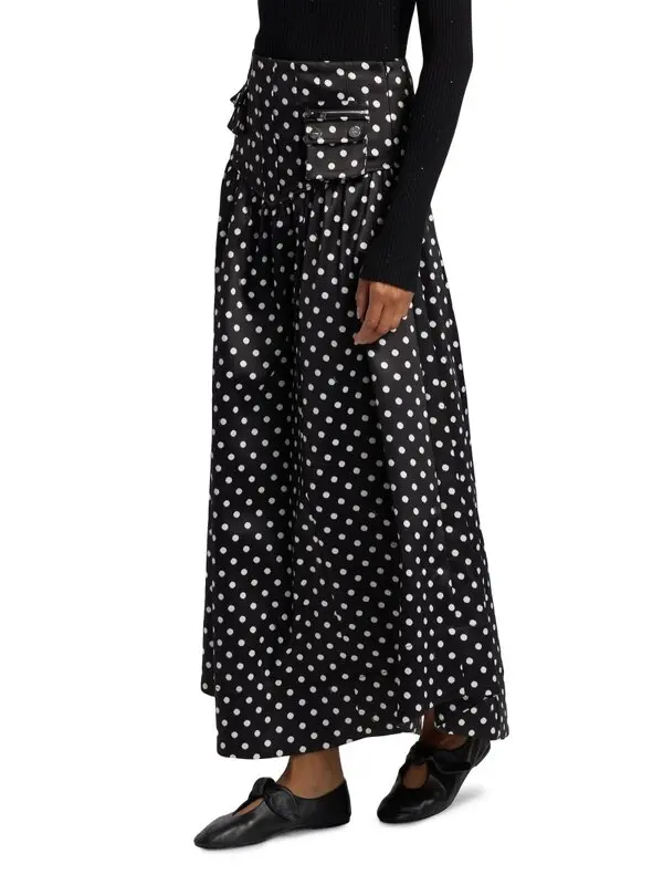GANNI Printed Double Satin Corset A-line Maxi Skirt
