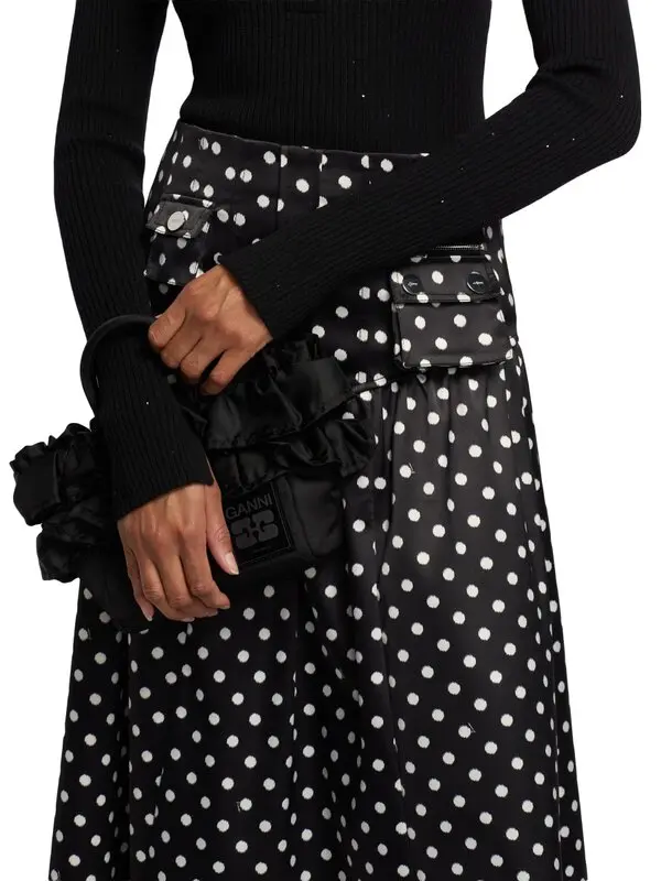 GANNI Printed Double Satin Corset A-line Maxi Skirt