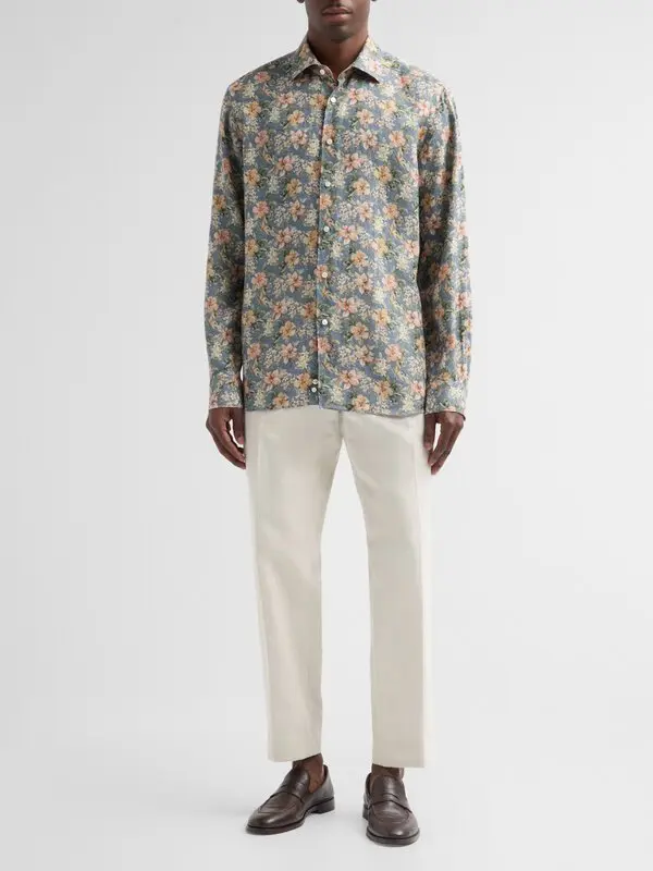 SAKS FIFTH AVENUE Collection Flower Linen Shirt