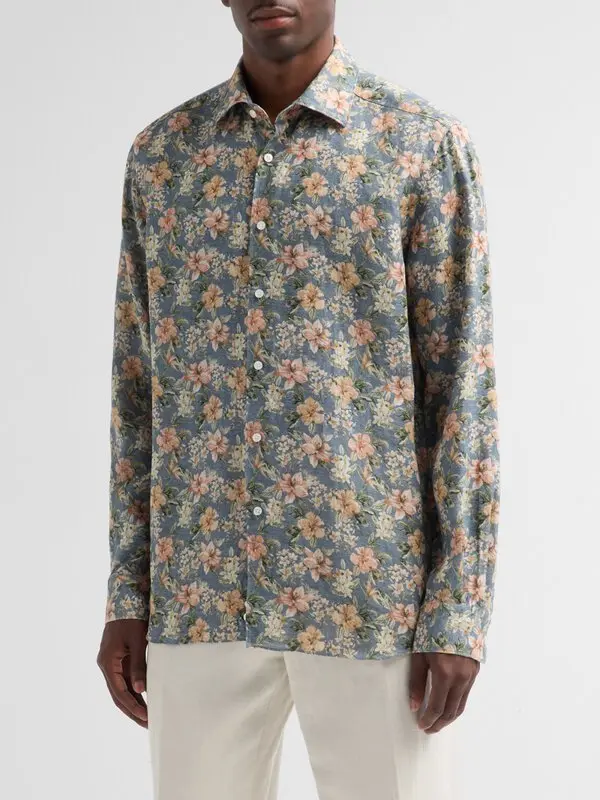 SAKS FIFTH AVENUE Collection Flower Linen Shirt