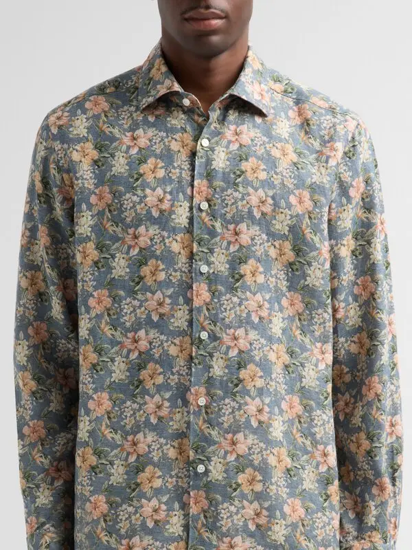 SAKS FIFTH AVENUE Collection Flower Linen Shirt