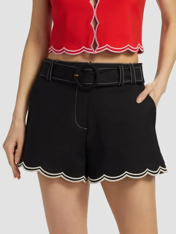 Ramy Brook Violeta Cotton-blend Belted Shorts - Black