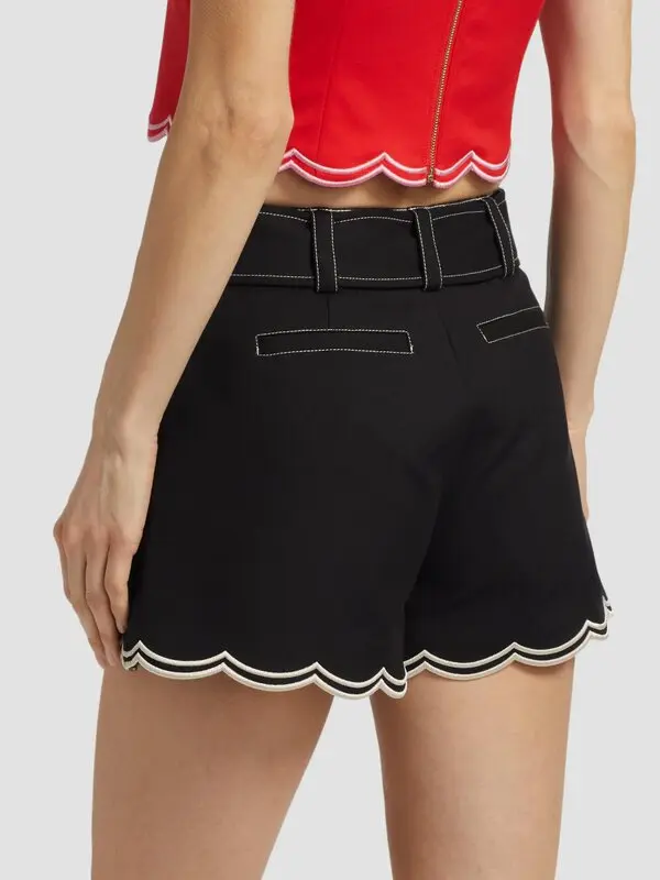 Ramy Brook Violeta Cotton-blend Belted Shorts - Black