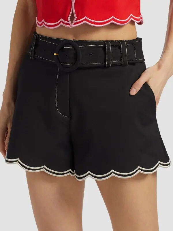 Ramy Brook Violeta Cotton-blend Belted Shorts - Black