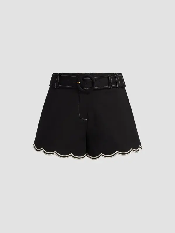 Ramy Brook Violeta Cotton-blend Belted Shorts - Black